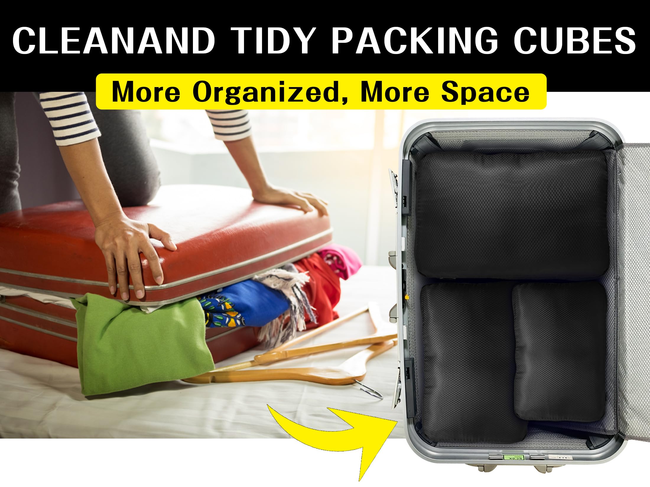 MTK Compression Packing Cubes for Suitcases,Travel packing cubes,Separate Compartments,Lightweight Luggage Suitcase Organizer Bags,Packing Organizers as Travel Accessories,4Set