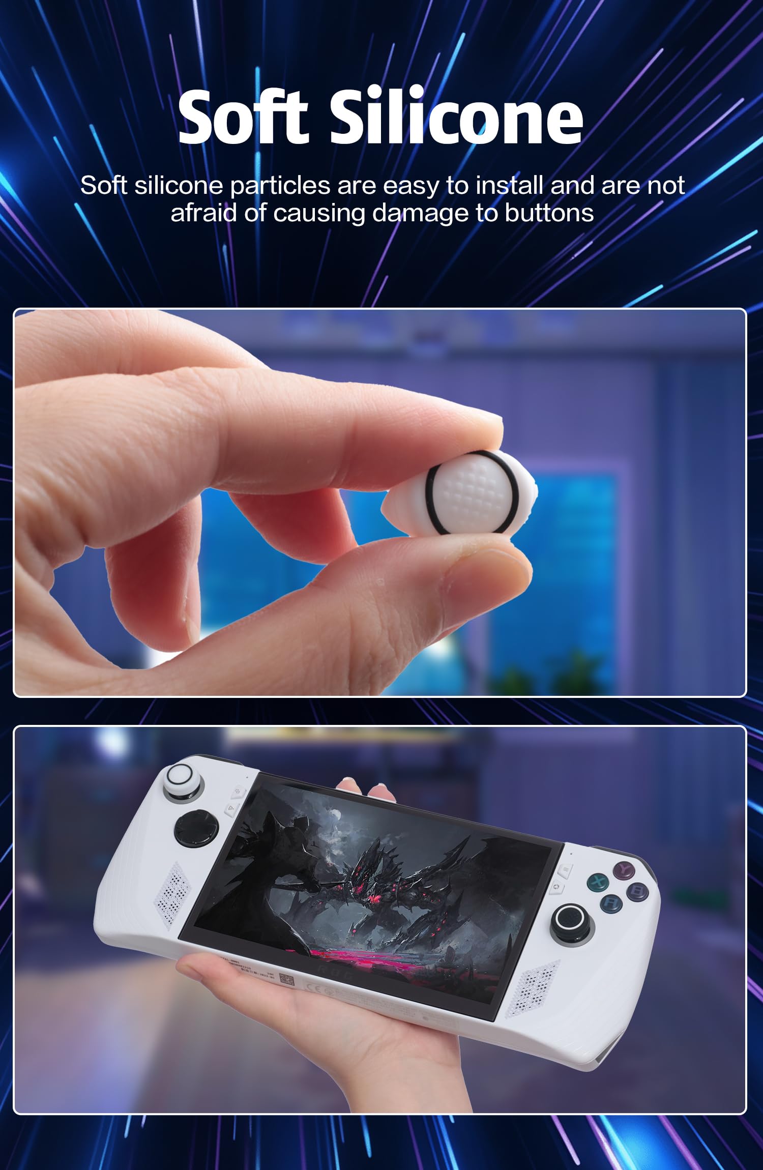 ASUS ROG Ally Thumb Grip Caps, Soft Silicone Joystick Cover Compatible with ASUS ROG Ally - (Two Sets)