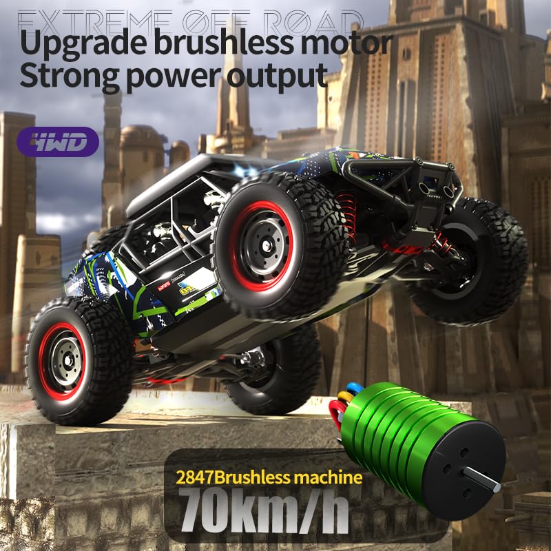 Brushless RC Car, 70km/h, 16106 PRO, High Speed RC Car, RTR, 1/16 4WD Off-Road Drift Brushless Crawler RC Truck for Adults Blue