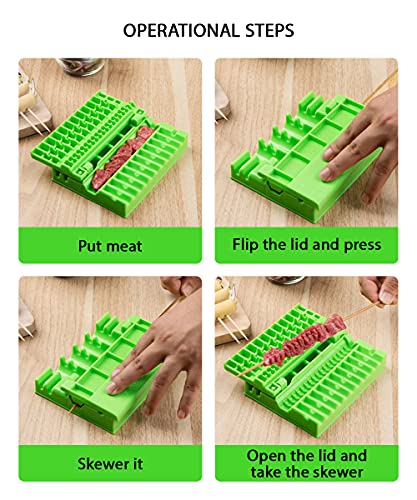 365Home Multifunction Barbecue Meat Skewer Machine BBQ Meat String Device Quick Portable Meat Skewer Box Easy Skewer Tools Kebab Maker BBQ Gadget