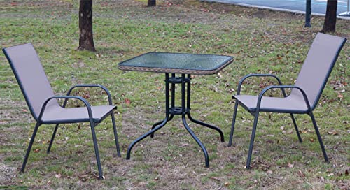 BTEXPERT Brown Indoor Outdoor 4-Set of Four Restaurant Flexible Sling Stack, Patio Metal Frame Chair, Set of 4
