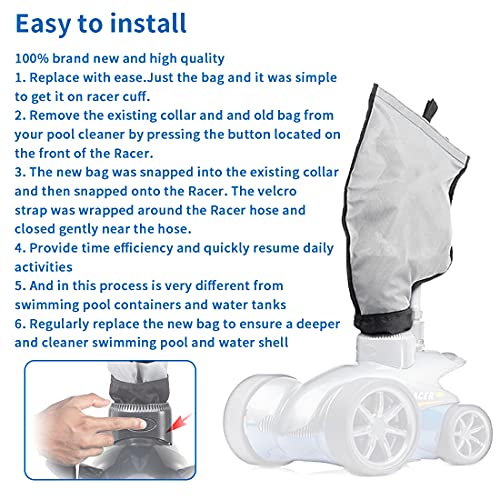 360240 Racer Pool Cleaner Debris Bag Kit/with Hook & Loop Fastener, for Pentair Racer 360228 & Racer LS 360330 Kreepy Krauly Automatic Pool Vacuum Cleaner Replacement Parts (1 Pack)