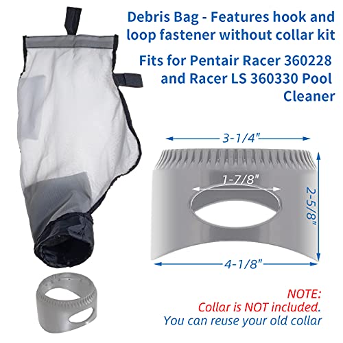 360240 Racer Pool Cleaner Debris Bag Kit/with Hook & Loop Fastener, for Pentair Racer 360228 & Racer LS 360330 Kreepy Krauly Automatic Pool Vacuum Cleaner Replacement Parts (1 Pack)