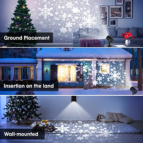 Christmas Snowflake Projector Lights, Blofun Indoor Outdoor Holiday Projector Lights Weatherproof Led Snowfall Lights for Halloween Xmas Party Wedding Garden Landscape Decorationā¦