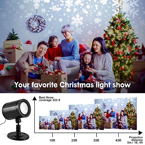 Christmas Snowflake Projector Lights, Blofun Indoor Outdoor Holiday Projector Lights Weatherproof Led Snowfall Lights for Halloween Xmas Party Wedding Garden Landscape Decorationā¦