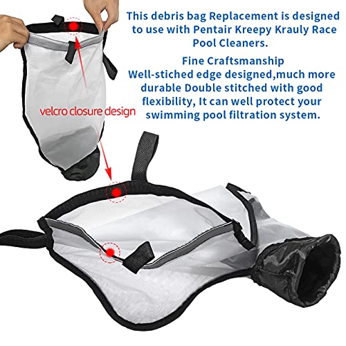 360240 Racer Pool Cleaner Debris Bag Kit/with Hook & Loop Fastener, for Pentair Racer 360228 & Racer LS 360330 Kreepy Krauly Automatic Pool Vacuum Cleaner Replacement Parts (1 Pack)