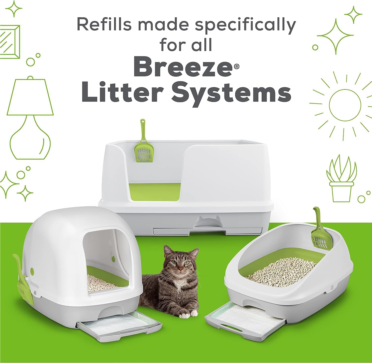 Aurora Pet Bundle (2) Tidy Cat Breeze Enhanced Active Clean Scent Cat Litter Pellets, Refill 7 lb with Aurora Pet Wipes