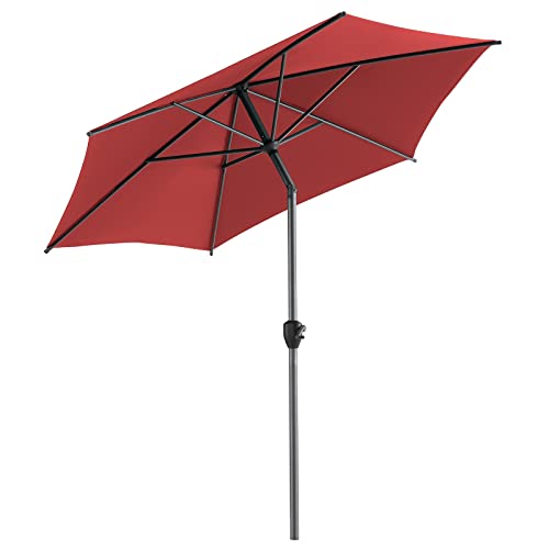 Gardesol 7.5 FT Patio Umbrella, Outdoor Market Umbrella with Push Button Tilt/Crank, 6 Sturdy Ribs, Fade Resistant, UV Protection, Solution-Dyed Fabric, Outdoor Table Umbrella for Decks, Backyard, Pool, Red