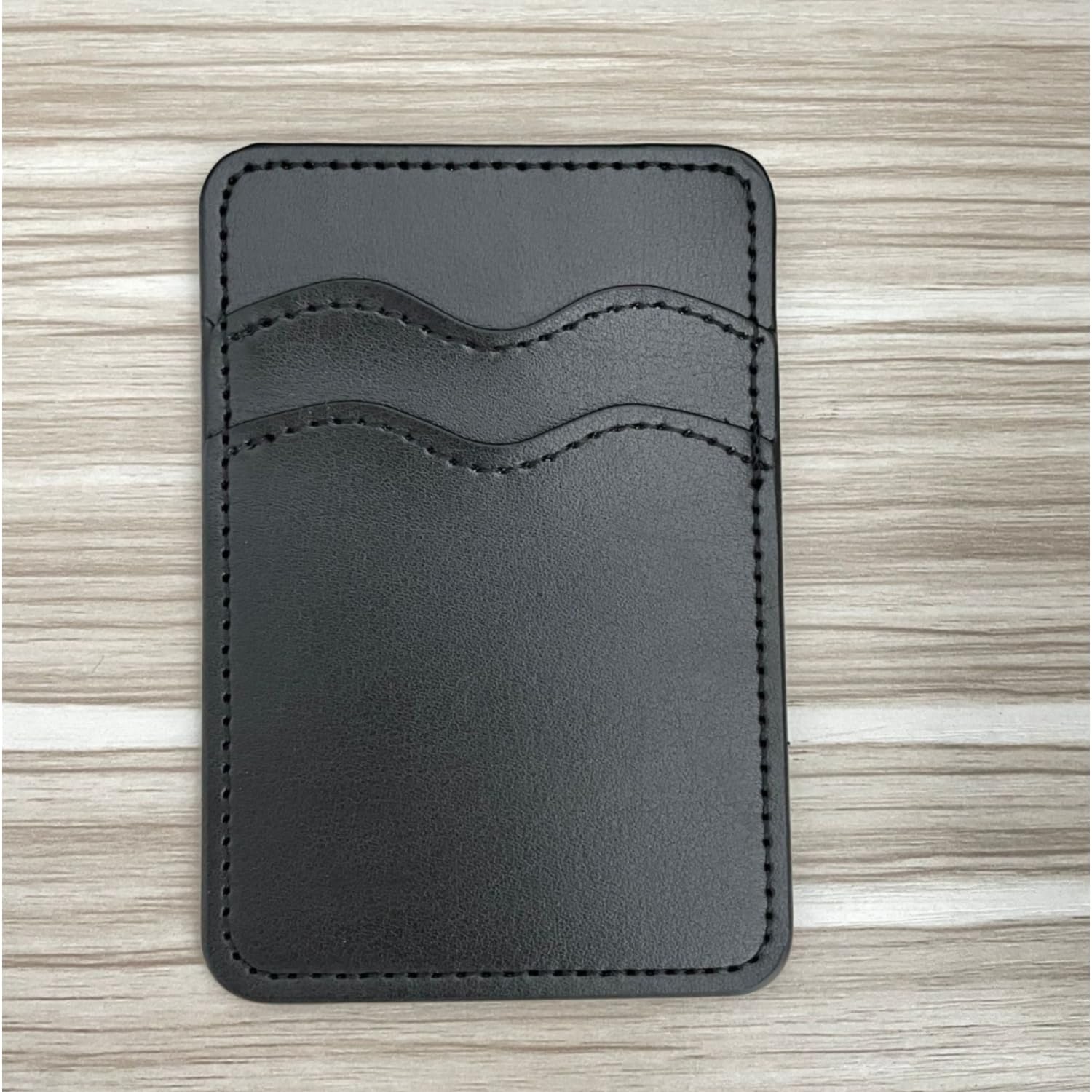 Phone Card Holder for Back of Phone, Leather Phone Wallet Stick On for iPhone and Samsung Smartphones, Credit Card Holder Phone Case Compatible with iPhone, Android Cell Phone (2Pack Black)