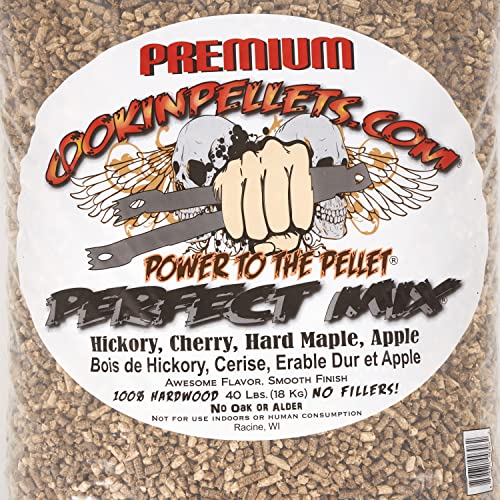 CookinPellets 40 Lb Perfect Mix Hickory, Cherry, Hard Maple, Apple Wood Pellets Bundle with CookinPellets Premium Hickory Grill Smoker Smoking Wood Pellets, 40 Pound Bag