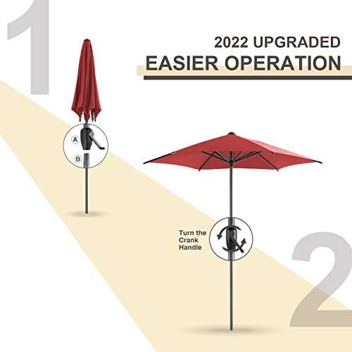 Gardesol 7.5 FT Patio Umbrella, Outdoor Market Umbrella with Push Button Tilt/Crank, 6 Sturdy Ribs, Fade Resistant, UV Protection, Solution-Dyed Fabric, Outdoor Table Umbrella for Decks, Backyard, Pool, Red