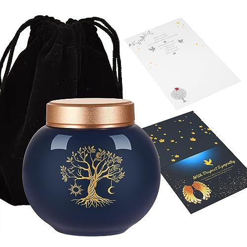 Small Keepsake Cremation Urn for Human Ashes, Ceramic Small Urns for Ashes Adult Male or Female, Memorial Urn for Sharing Adult Pet Cat and Dog Ashes