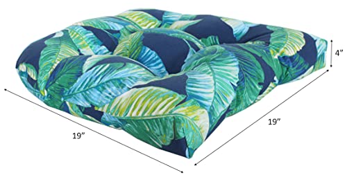 Rulu Set of 2 19"x19"x4" Hanalei Lagoon Outdoor/Indoor Wicker Seat Cushions, Blue/Green