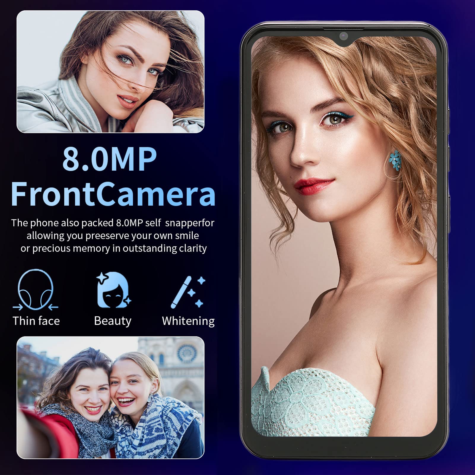 Vikye M12S Ultra Unlocked 5G Smartphone 6.5in HD Screen for Android 12 6GB RAM 256GB ROM WiFi Mobile Phone with Front 8MP Rear 16MP Camera 100 240V (US Plug)