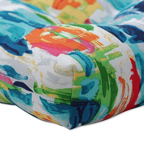 Pillow Perfect Outdoor/Indoor Abstract Reflections Large Chair Pads, 17" x 17.5", Blue 2 Count