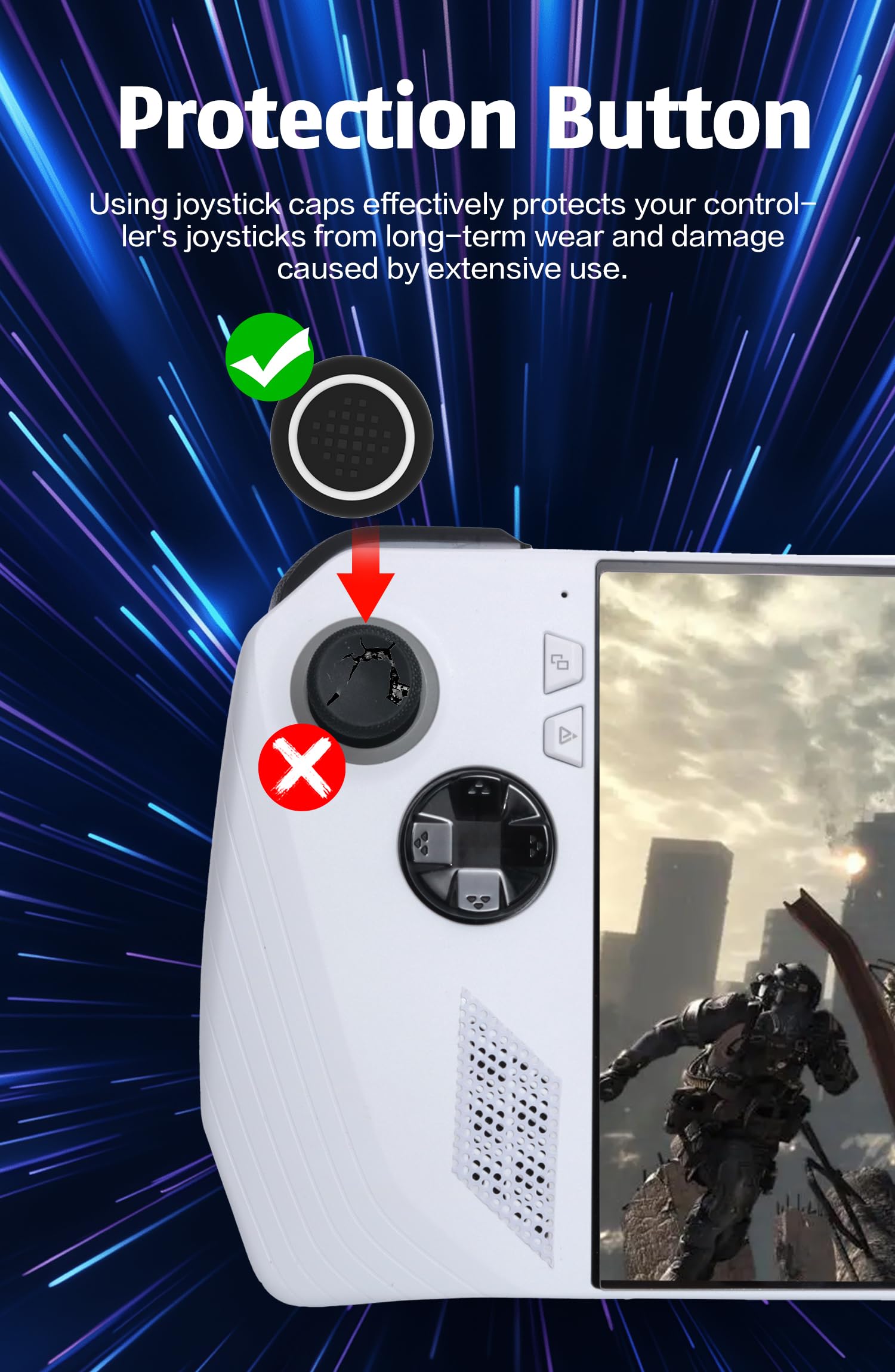 ASUS ROG Ally Thumb Grip Caps, Soft Silicone Joystick Cover Compatible with ASUS ROG Ally - (Two Sets)