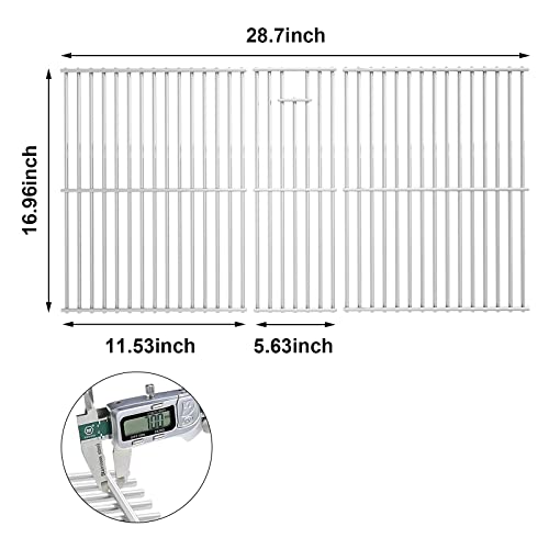 Utheer Cooking Grates for Nexgrill Replacement Parts 720-0882A Evolution Infrared Plus 5-Burner, Stainless Steel Solid Rod Grill Cooking Grids for Nexgrill Gas Grill Parts with Side Burner, Set of 3