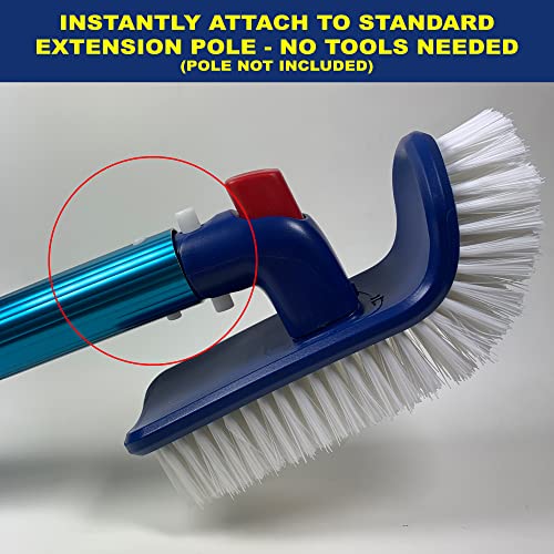Pool Brush with Rotatable Handle Pool Brush Head, Premium Nylon Bristles Pool Brushes for Cleaning Pool Walls, Spas, Bathrooms, Floor, Kitchen Area. Easily Attaches to Extension Pole for extended use.