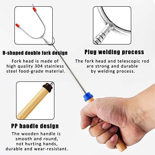 GRILLYARD Marshmallow Roasting Sticks โ Smores Skewers for Fire Pit Kitโ Durable Stainless Steel Camping Accessories with Wooden Handles โ Practical and Easy to Use