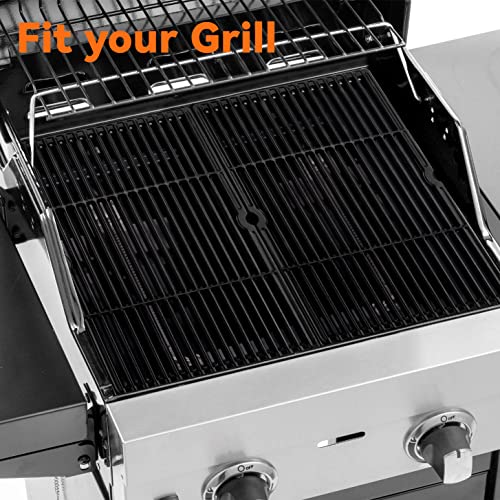 GGC 18 1/4 Inch Grid Grate Replacement for Charbroil, Coleman, Kenmore, Master Forge, Thermos, Uniflame, Master Forge and Others, 2 PCS Porcelain Coated Cast Iron Cooking Grid (18 1/4 x 13 1/8)