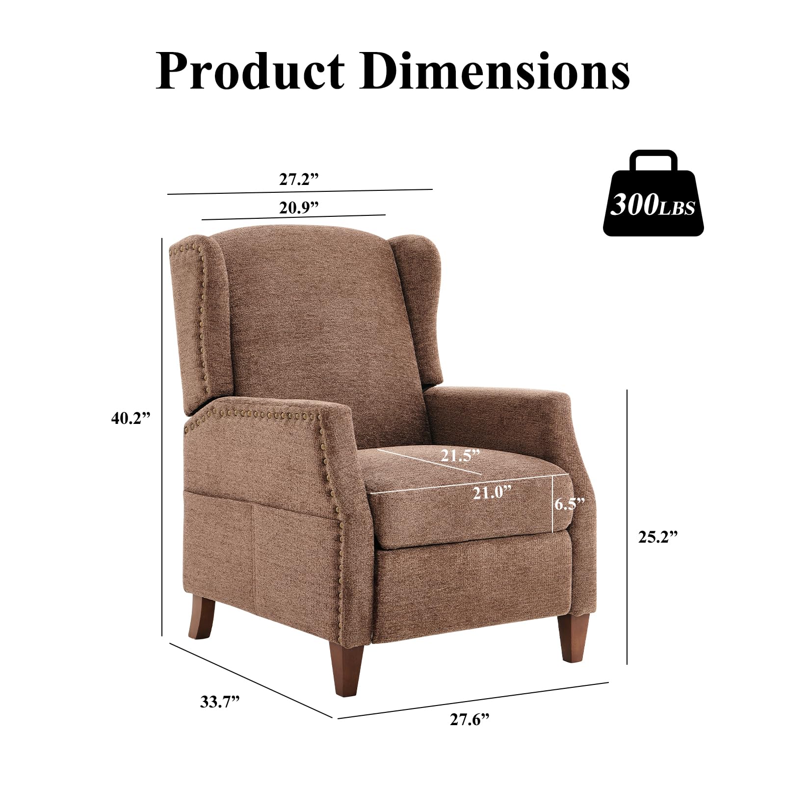 COLAMY W502-LightBrown-F pushback Recliner, Lightbrown