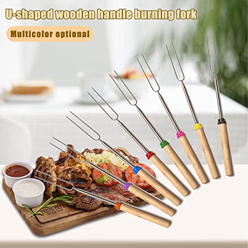 GRILLYARD Marshmallow Roasting Sticks โ Smores Skewers for Fire Pit Kitโ Durable Stainless Steel Camping Accessories with Wooden Handles โ Practical and Easy to Use