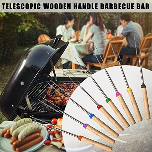 GRILLYARD Marshmallow Roasting Sticks โ Smores Skewers for Fire Pit Kitโ Durable Stainless Steel Camping Accessories with Wooden Handles โ Practical and Easy to Use