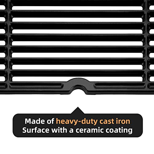 GGC 18 1/4 Inch Grid Grate Replacement for Charbroil, Coleman, Kenmore, Master Forge, Thermos, Uniflame, Master Forge and Others, 2 PCS Porcelain Coated Cast Iron Cooking Grid (18 1/4 x 13 1/8)