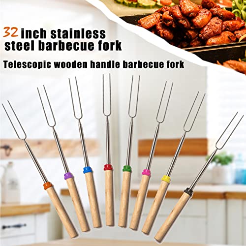 GRILLYARD Marshmallow Roasting Sticks โ Smores Skewers for Fire Pit Kitโ Durable Stainless Steel Camping Accessories with Wooden Handles โ Practical and Easy to Use