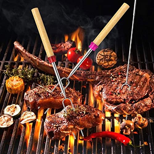 GRILLYARD Marshmallow Roasting Sticks โ Smores Skewers for Fire Pit Kitโ Durable Stainless Steel Camping Accessories with Wooden Handles โ Practical and Easy to Use