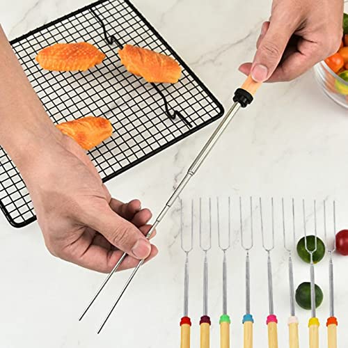 GRILLYARD Marshmallow Roasting Sticks โ Smores Skewers for Fire Pit Kitโ Durable Stainless Steel Camping Accessories with Wooden Handles โ Practical and Easy to Use