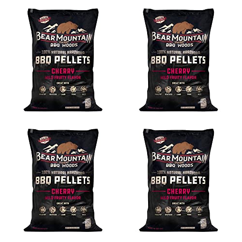 Bear Mountain BBQ FK13 Premium All-Natural Hardwood Mild and Fruity Cherry BBQ Smoker Pellets for Outdoor Grilling, 20 Pounds (4 Pack)