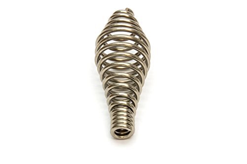 Spring Stove Handle, Brushed Nickel Finish, tapered at one end. Max Diameter: 1-1/2", Length: 4-1/4", Fits 3/8" rod. For use with BBQ Grills, Smokers, Furnaces, Coal/ Wood/ Pellet Stoves, Boilers.