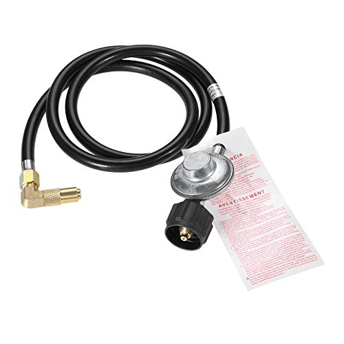 5 Feet Low Pressure Propane Regulator and Hose,Qcc1 Universal Grill Regulator Replacement Part with 90 Degree Elbow Adapter for Blackstone Griddle 17" and 22" Tabletop Camper Grill