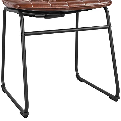 Yaheetech 18" PU Leather Dining Chairs Armless Chairs Indoor/Outdoor Kitchen Dining Room Chairs with Metal Legs Upholstered, Set of 4, Brown