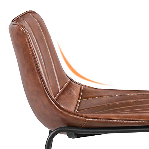 Yaheetech 18" PU Leather Dining Chairs Armless Chairs Indoor/Outdoor Kitchen Dining Room Chairs with Metal Legs Upholstered, Set of 4, Brown