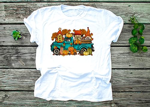 Fall Gnome Teal Truck Sublimation Transfer, Ready to Press, Autumn, Pumpkins, Gnomes, Vintage, Sublimation Transfer, Harvest, Ready to Use (Child x1-6")