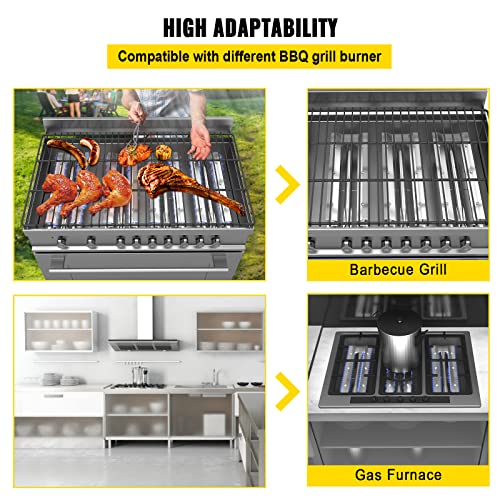 VEVOR Replacement U Burner, Stainless Steel Grill Burners, 3 Packs BBQ Burners Replacement, Grill Burner Replacement w/ 16.1" Length Barbecue Replacement Parts w/ Evenly Burning for Premium Gas Grills