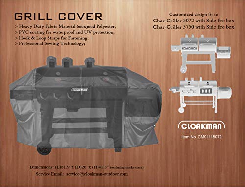 Cloakman 5072 5750 Cover fits Char-Griller Dual Function and Hybrid Dual Fuel Grill with Side Fire Box 8087