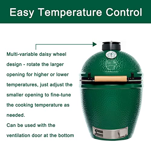 Quantfire Cast Iron Cap for Big Green Egg Dual Function Metal Top, Daisy Wheel Chimney Cap for M/L/XL/XXL Big Green Egg Accessories Replacement