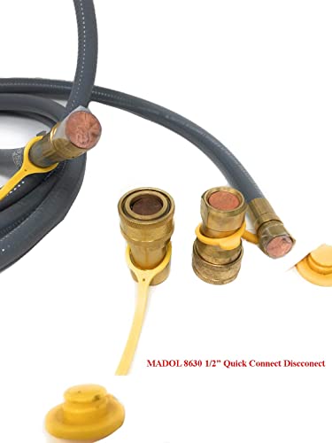 1/2" QDD LP Gas Quick Connect/Disconnect Connector & Male Insert Plug [8630 3308] Solid Brass 1/2 PSIG Pressure Input 1/2 Ins & 1/2" Male NPT x 1/2 inch Natural Gas Propane Fitting Connector