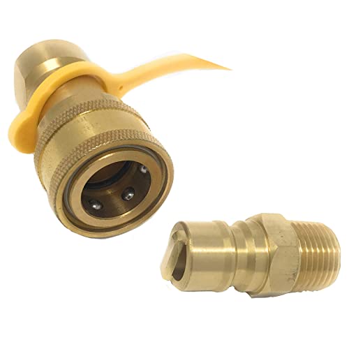 1/2" QDD LP Gas Quick Connect/Disconnect Connector & Male Insert Plug [8630 3308] Solid Brass 1/2 PSIG Pressure Input 1/2 Ins & 1/2" Male NPT x 1/2 inch Natural Gas Propane Fitting Connector