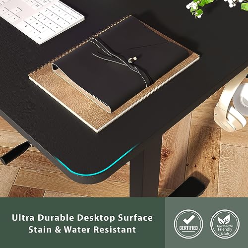 Our Modern Space Height Adjustable 44 Inches MANUAL Standing Desk - Ultra Durable Home Office Large Rectangular Computer or Laptop Sit Stand Workstation Table - 44 x 24 inches - BLACK