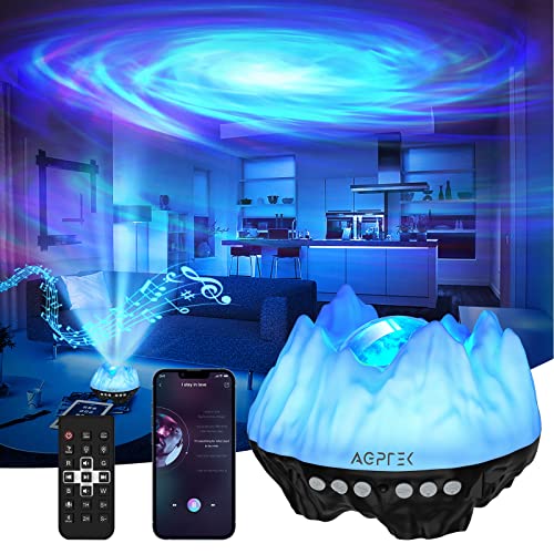 Northern Lights Aurora Projector, AGPTEK The Largest Coverage Area Galaxy Light Projector for Bedroom with Bluetooth Speaker & White Noise, LED Night Light for Kids Adults, Decor, Party