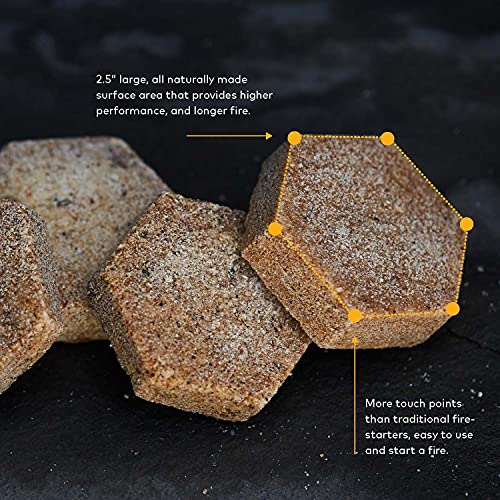 Prime 6 Fire Starters for Campfires, BBQ & Grill — The Charcoal Starter Recycled from Nature with no Binders, Additives, or Chemicals