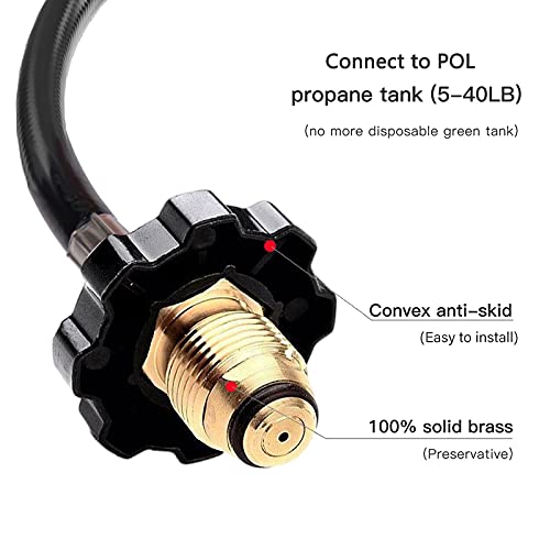 GCBSAEQ 5FT 1lb to 20lb Propane Hose Adapter POL Converts, Fit for Mr. Heater Buddy Heater, Blackstone Griddle, Coleman Stove
