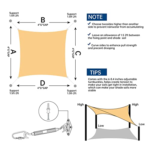 2 Pack 96inch Shade Sail Poles, Heavy Duty Sun Shade Poles - with Adjustable Turnbuckle for Shade Sail Canopy, Steel Post Stand w/Hooks for Outdoor String Light, Patio, Backyard
