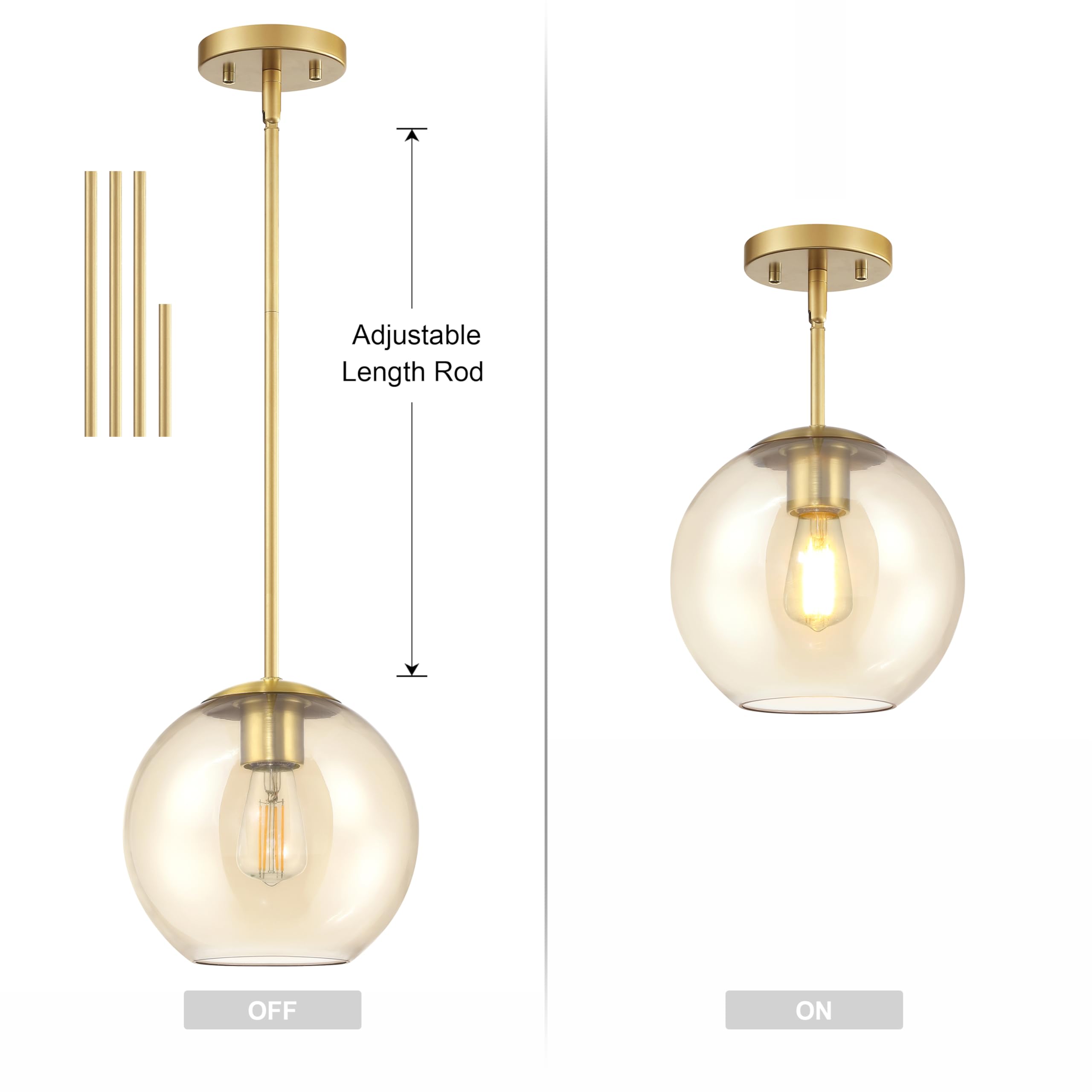 1 Light 8" Glass Kitchen Island Mini Semi Flush Mount Ceiling Light,Chandelier Ancient Amber Glass Shade Chrome Finish for Living Room Dining Room Bedroom Over Sink