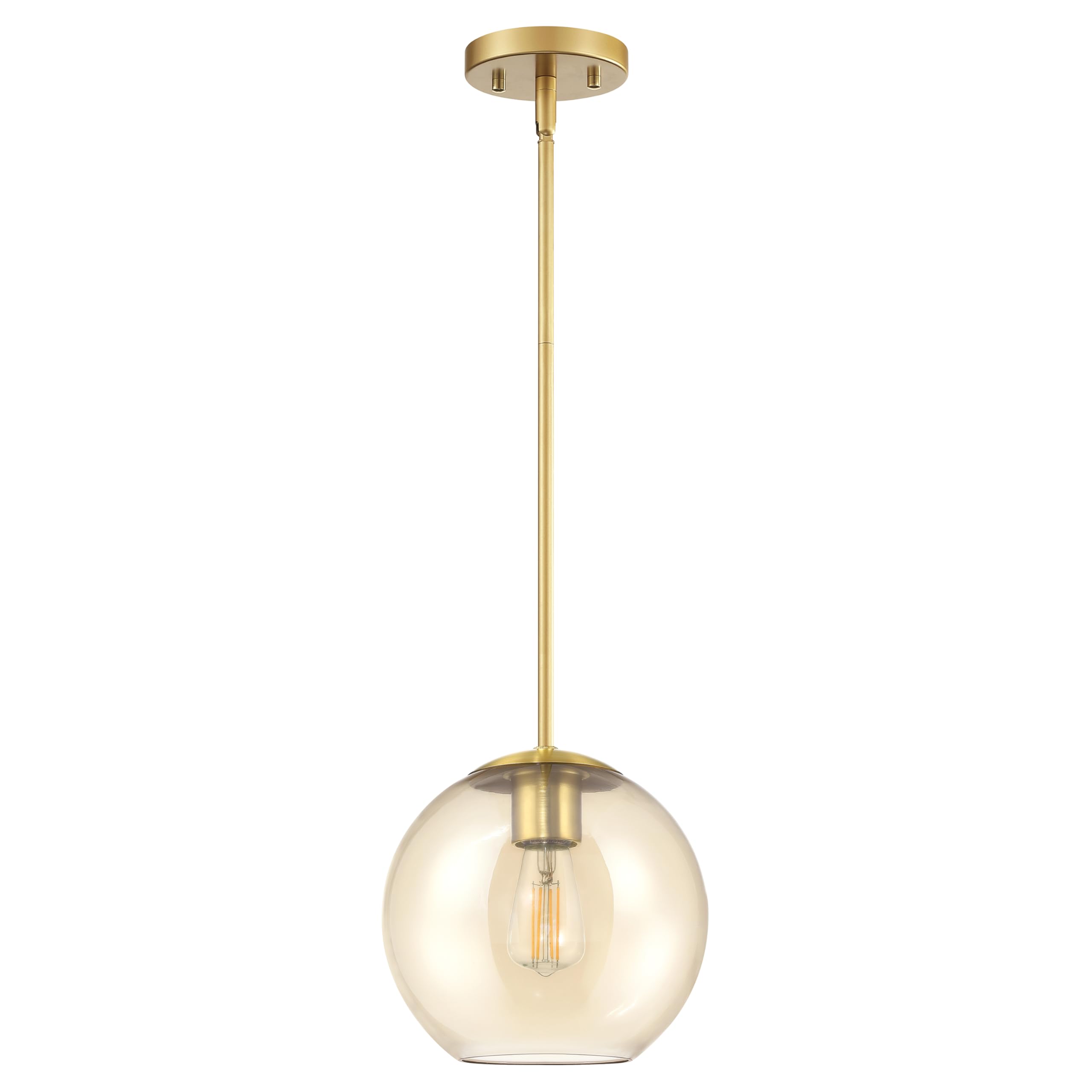 1 Light 8" Glass Kitchen Island Mini Semi Flush Mount Ceiling Light,Chandelier Ancient Amber Glass Shade Chrome Finish for Living Room Dining Room Bedroom Over Sink