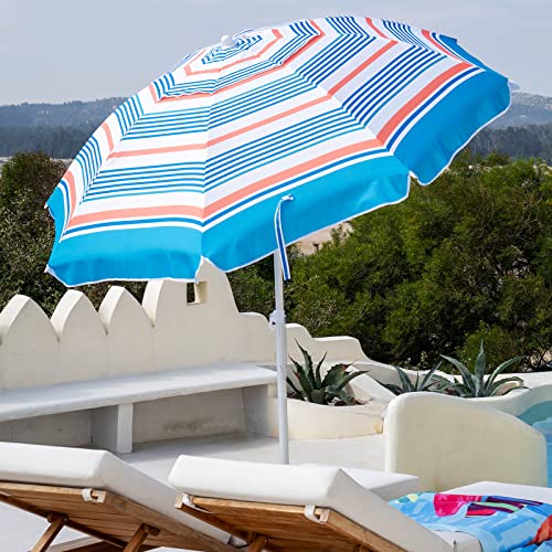 Funsite 6.5ft Beach Umbrellas for Sand, Portable UV 50+ Beach Umbrella with Heavy Duty Anchor, Protection with Tilt & Aluminum Pole, Umbrella Patio with Carry Bag, Orange